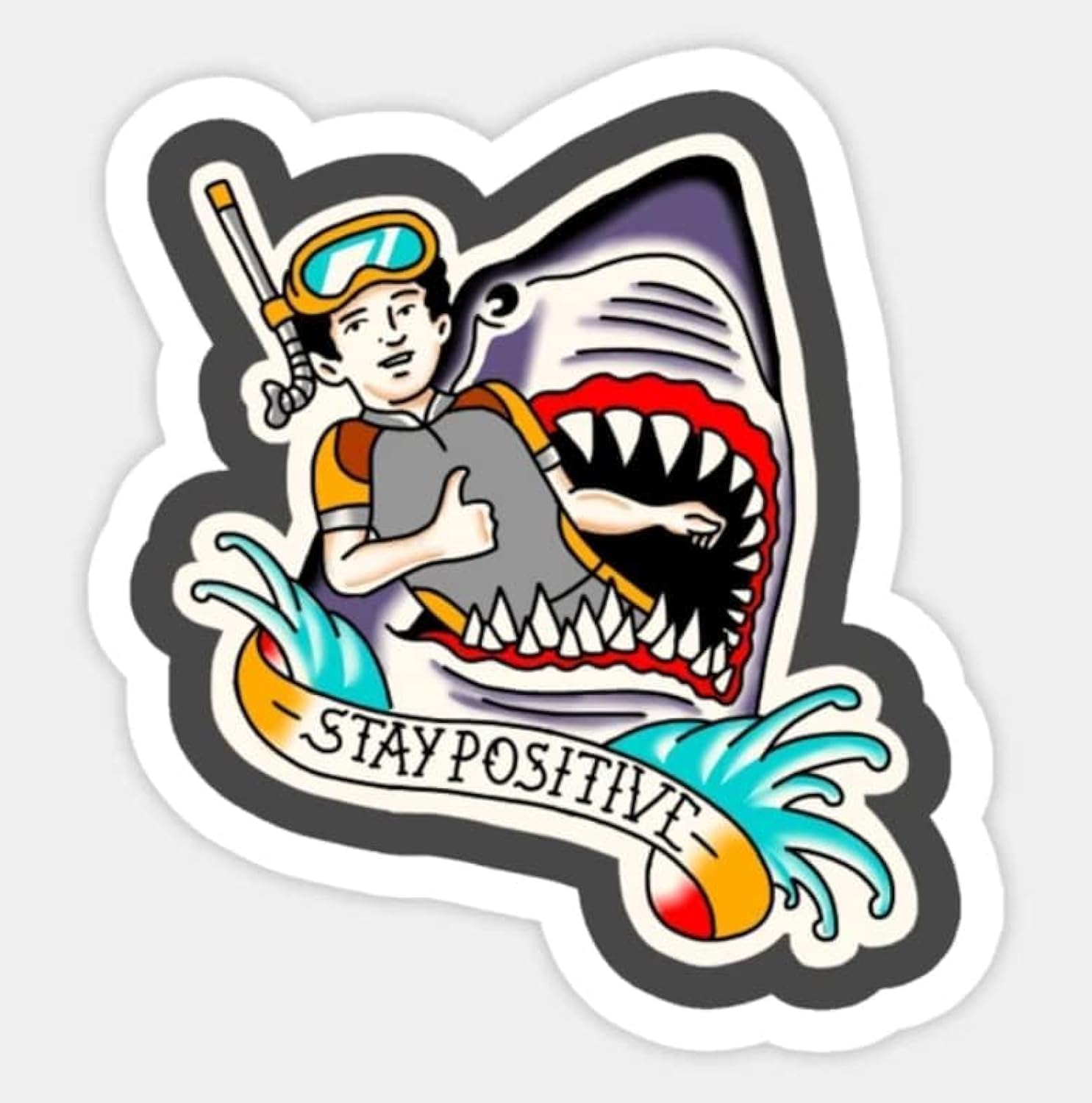 Amazon.com - Stay Positive Shark, Funny Laptop, Tumbler, Car Bumper ...