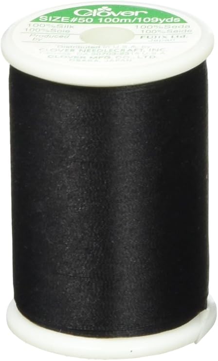 Amazon.com: Clover 701CV-402 50 WT Silk Thread, 109 yd, Black