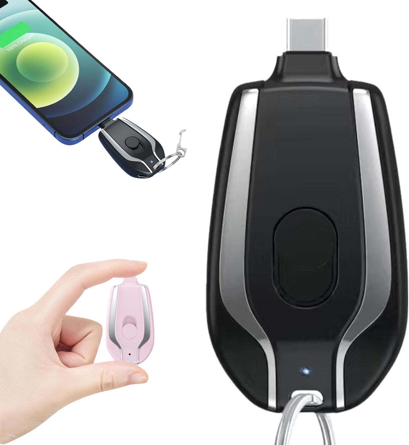 Keyring Power Bank,1500mAh Mini Power Emergency Pod, Ultra-Compact Type ...