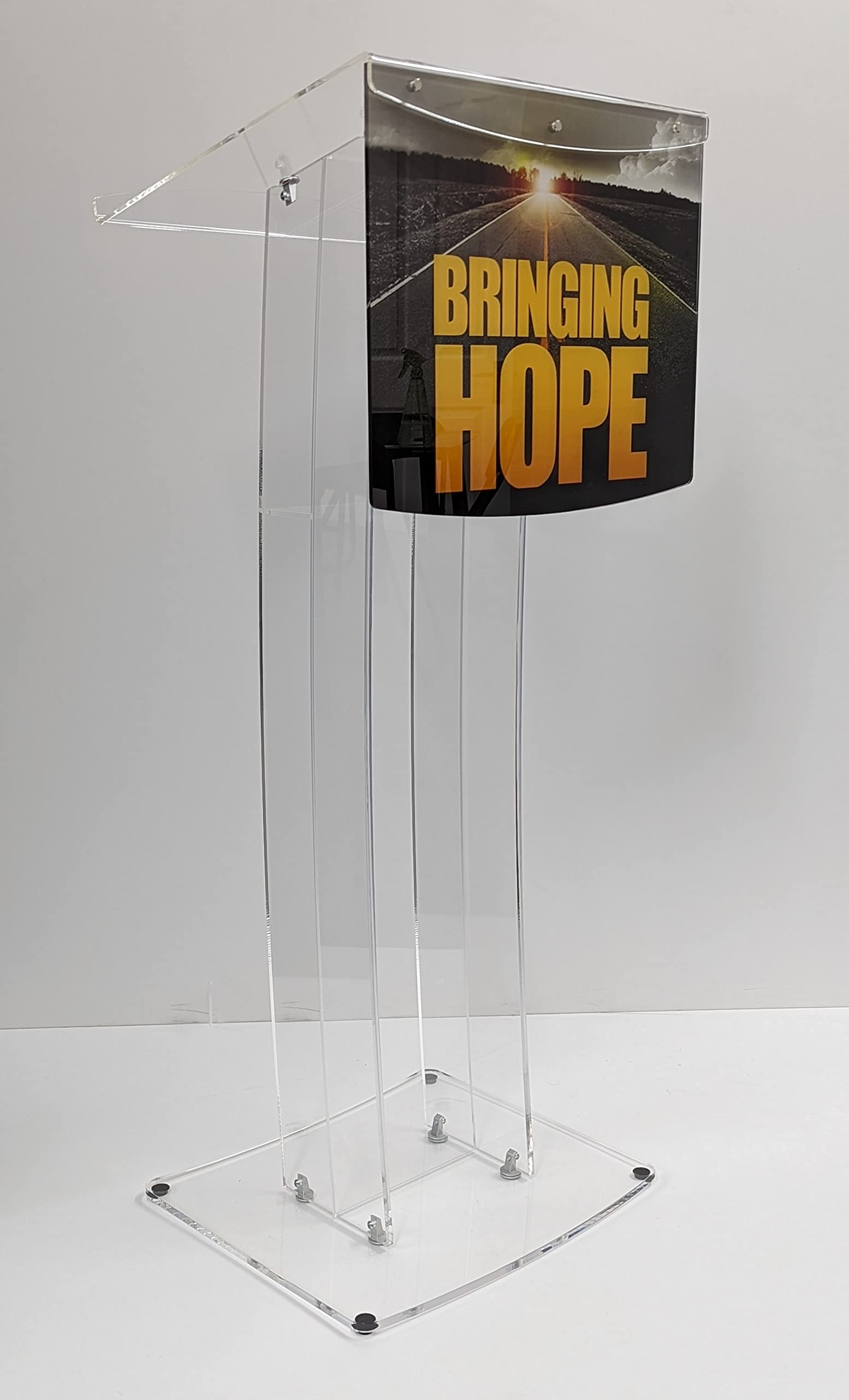 Vendeca Presentation Curved Lectern Clear Acrylic Floor Standing Speech ...