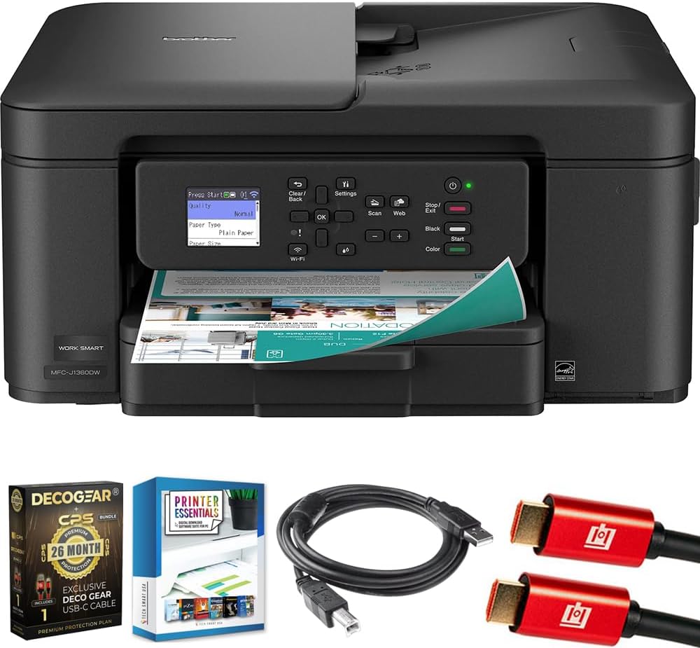 Amazon.com: Brother Work Smart 1360 חבילת מדפסת דיו צבעונית אלחוטית All ...