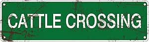 Amazon.com: Cattle Crossing Sign Street Road Sign Metal Plate Wall ...