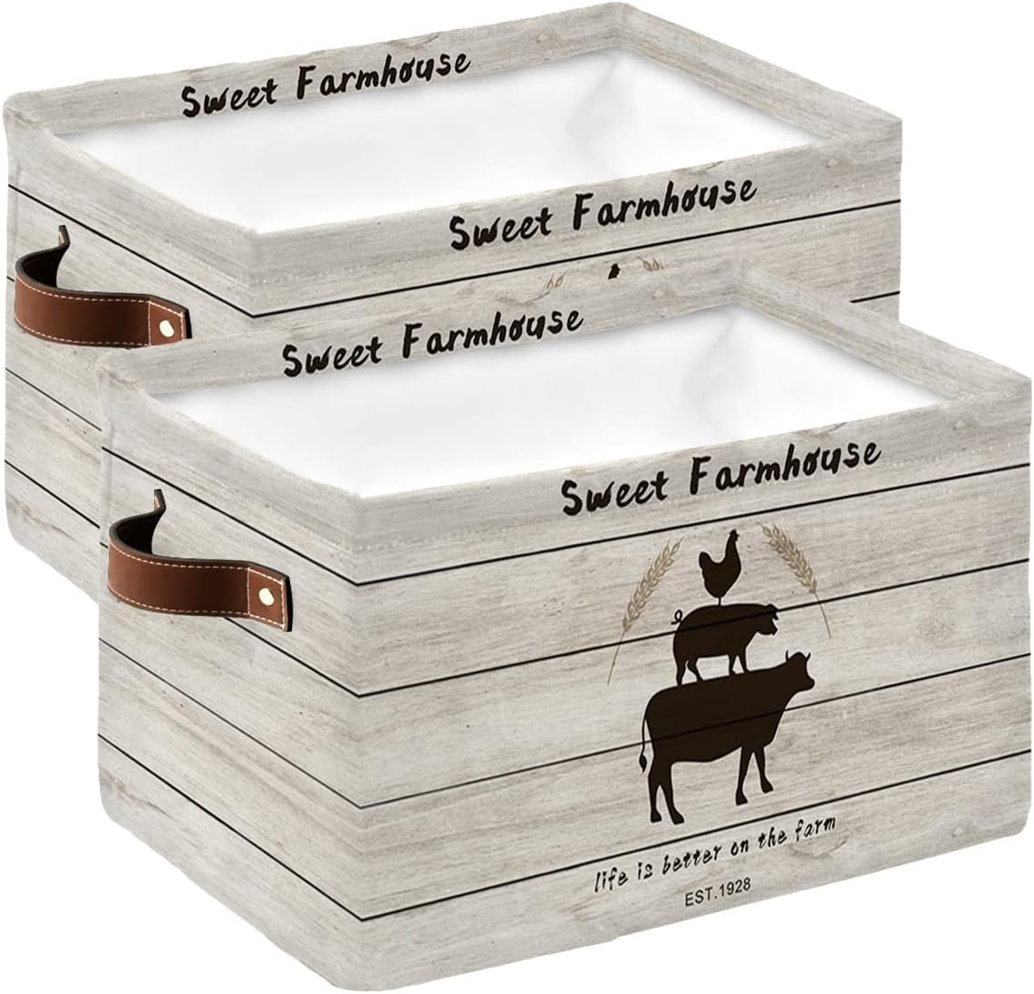 Amazon.com: Storage Baskets for Shelves, Foldable Rectangle Storage ...