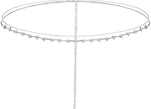 Amazon.com: Wriidy Layered Star Waist Chain Silver Bead Belly Chain ...