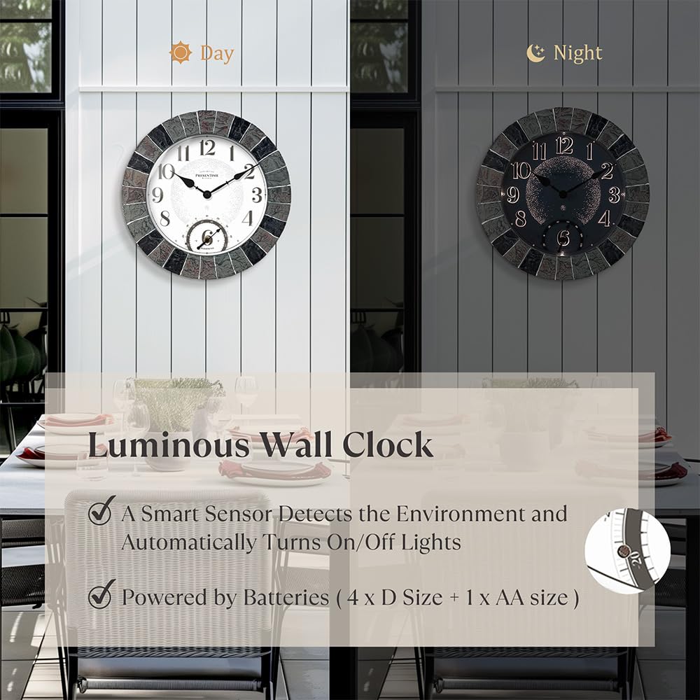 26 Inch Wall Clock PresenTime & Co 14" Indoor/Outdoor Luminous Wall ...