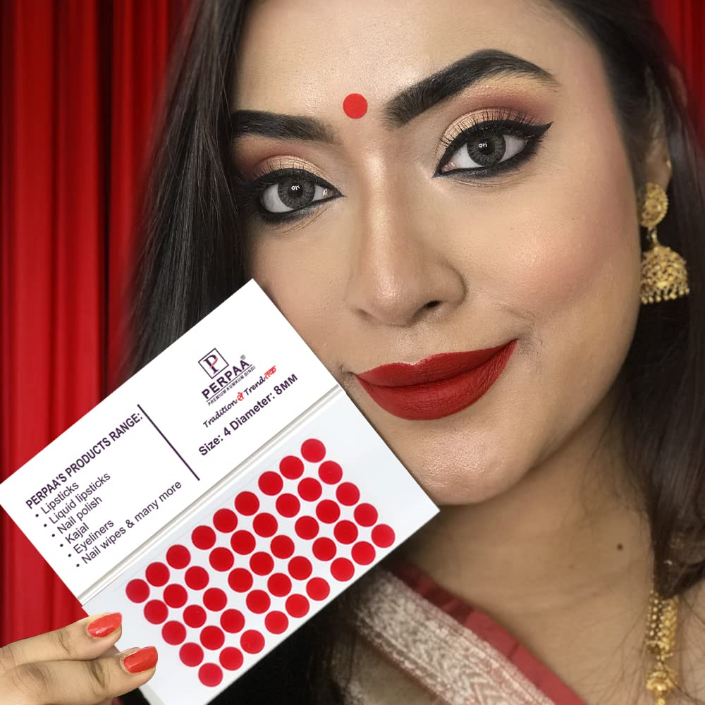 PERPAA Kumkum Red Round Bindi Book for Ladies Forehead (Stick On) (Size ...