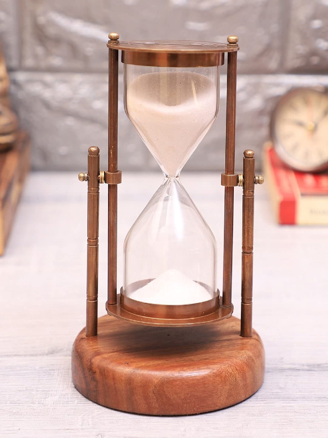 Unique Antique 5 min Vintage Brass Sand Timer Hourglass with Wooden ...