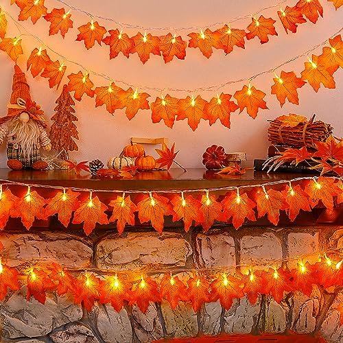 Amazon.com: muscccm String Lights Maple Leaf Light Twinkle Hanging ...