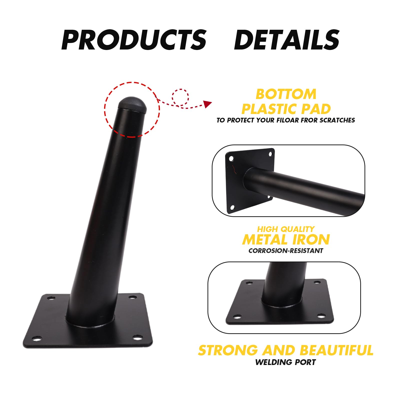 Zllzpzd Table Legs Metal Black,Slanted Furniture feet,Table Legs Metal ...