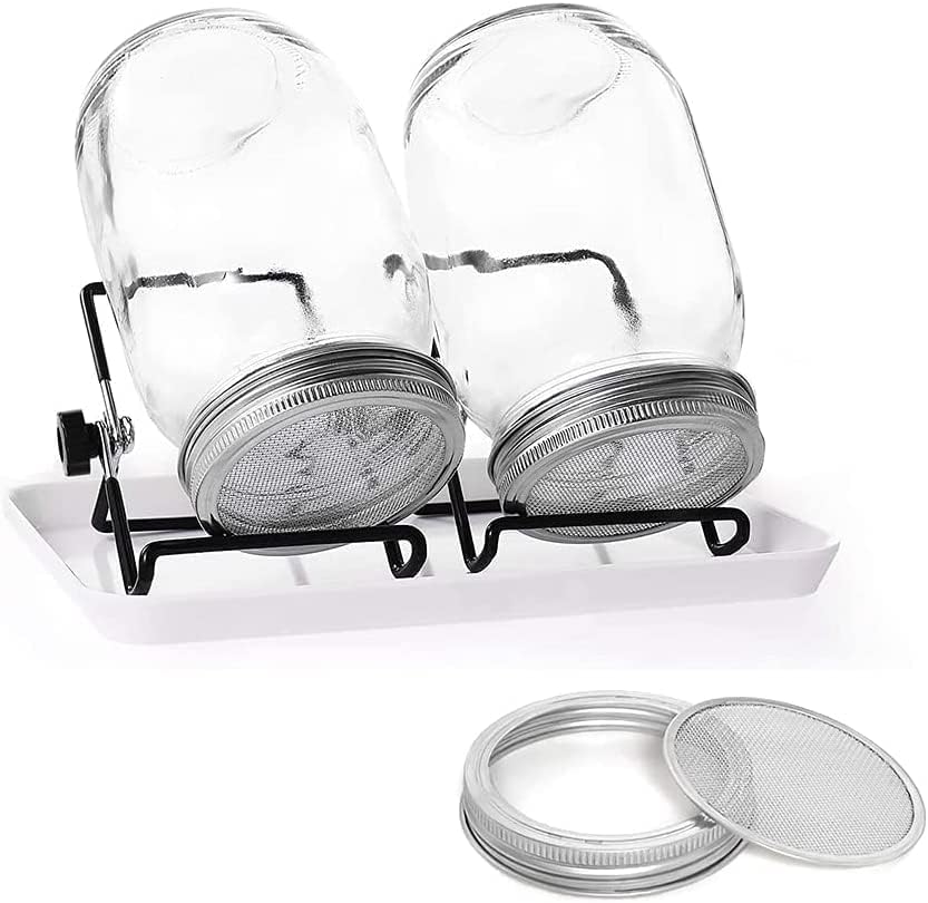 Complete Mason Jar Sprouting Kit - 2 Wide Mouth Quart Sprouting Jars ...