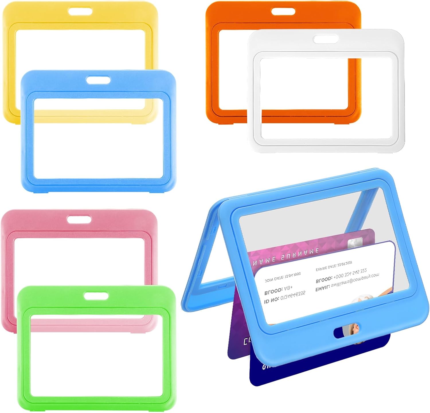 Amazon.com : Guduling 6 Pcs Horizontal ID Badge Holder,Double-Sided ...