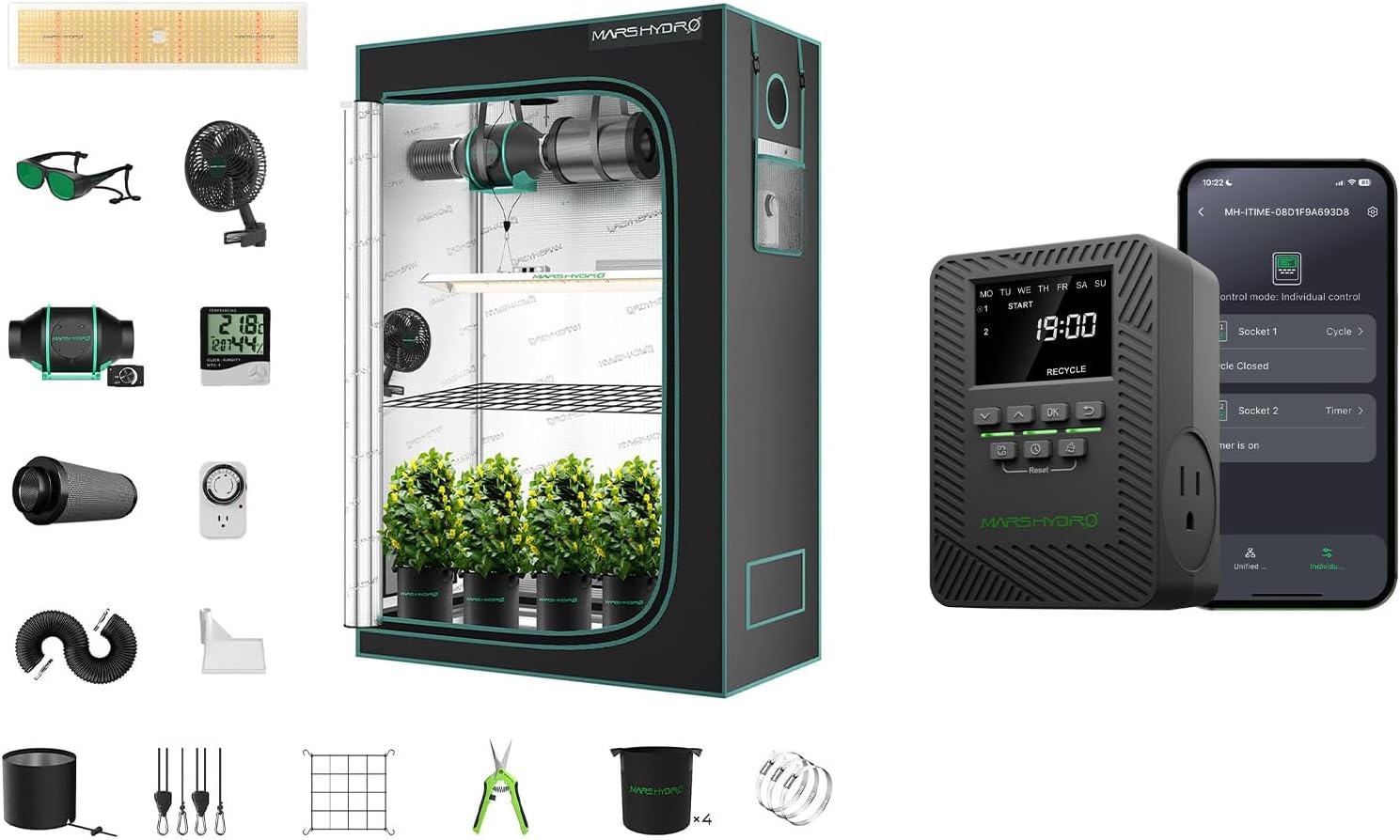 Amazon.com: MARS HYDRO 2x4 Grow Tent Kit Complete System and ITime 2-in ...