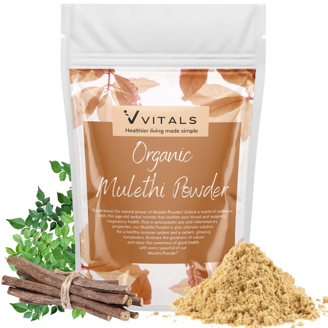 Vvitals Organic Mulethi Stick/Licorice Root Powder for eating - 200 gm ...