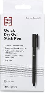 Amazon.com: TRU RED Quick Dry Gel Pen, Stick, Fine 0.5 Mm, Black Ink ...