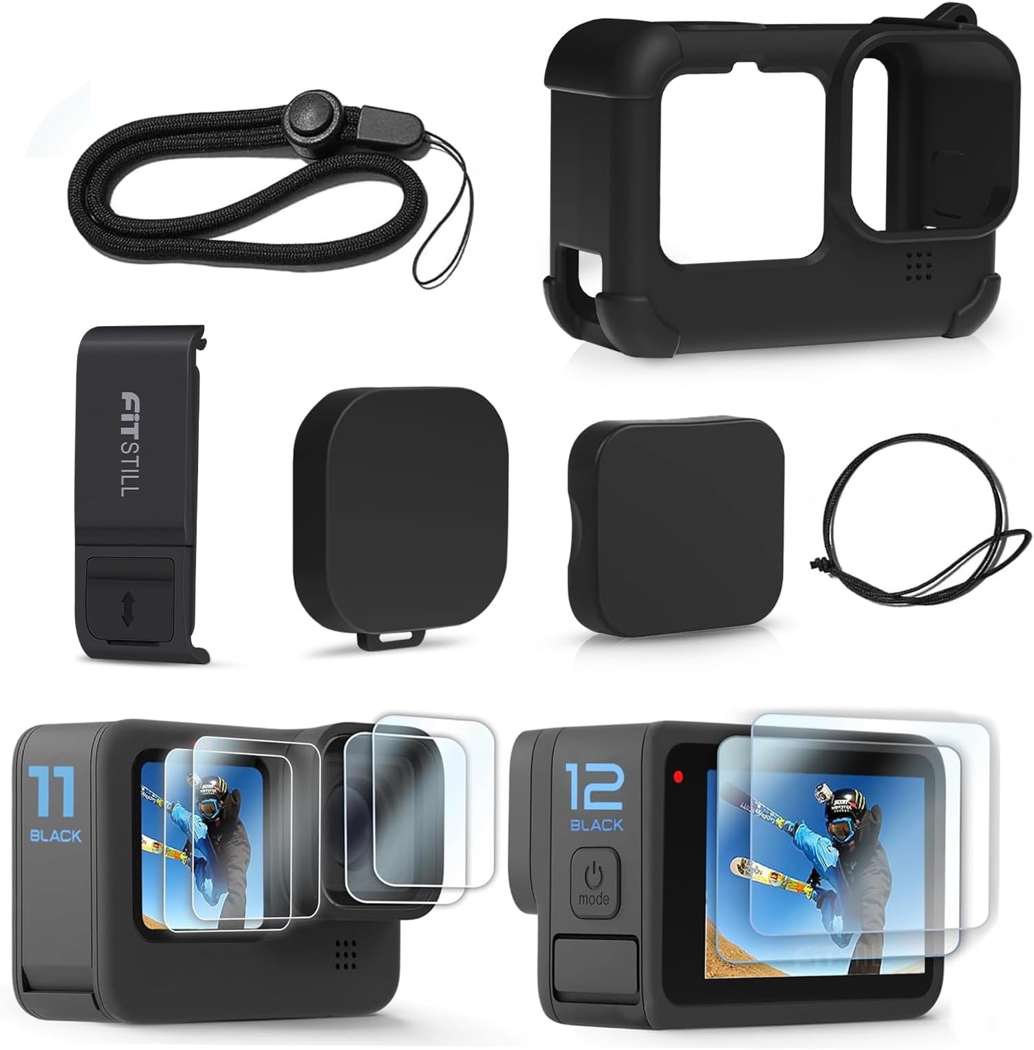 FitStill Black Silicone Sleeve Protective Case for Go Pro Hero 12/11/10 ...