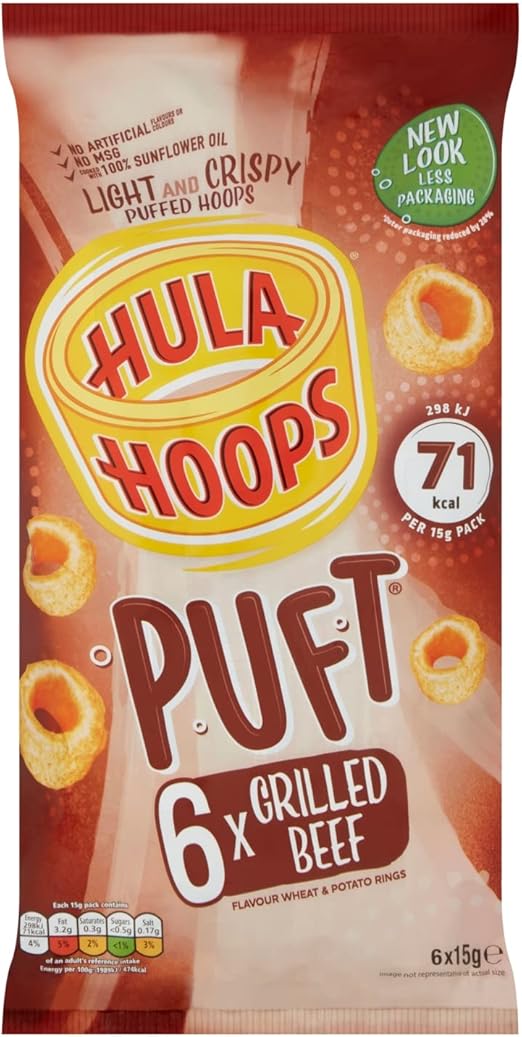Hula Hoops Puft Beef Multipack Crisps 6 Pack : Amazon.co.uk: Grocery