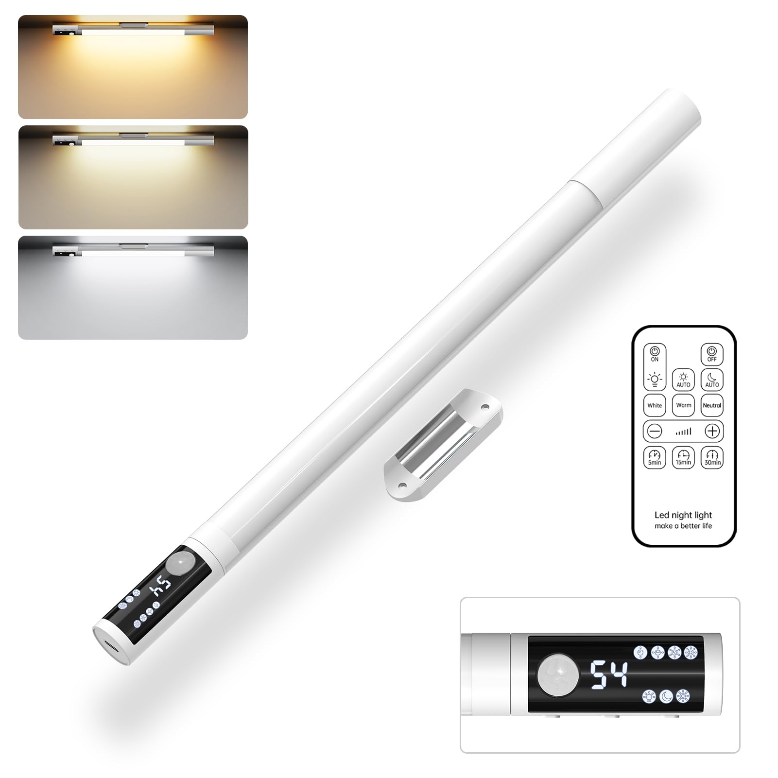 Under Cabinet Lights with Remote Control, Upgraded Motion Sensor ...