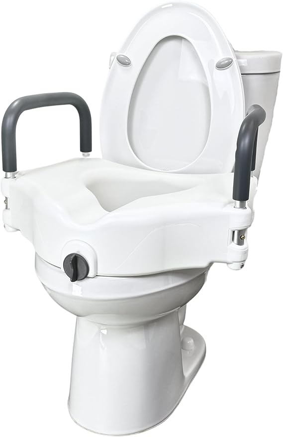 Amazon.com: Raised Toilet Seat with Padded Arms, Toilet Seat Riser with ...