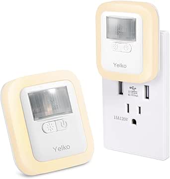 YELKO Nigh Lights Plug Into Wall, 200Lumen Extra Bright Plug in Motion ...