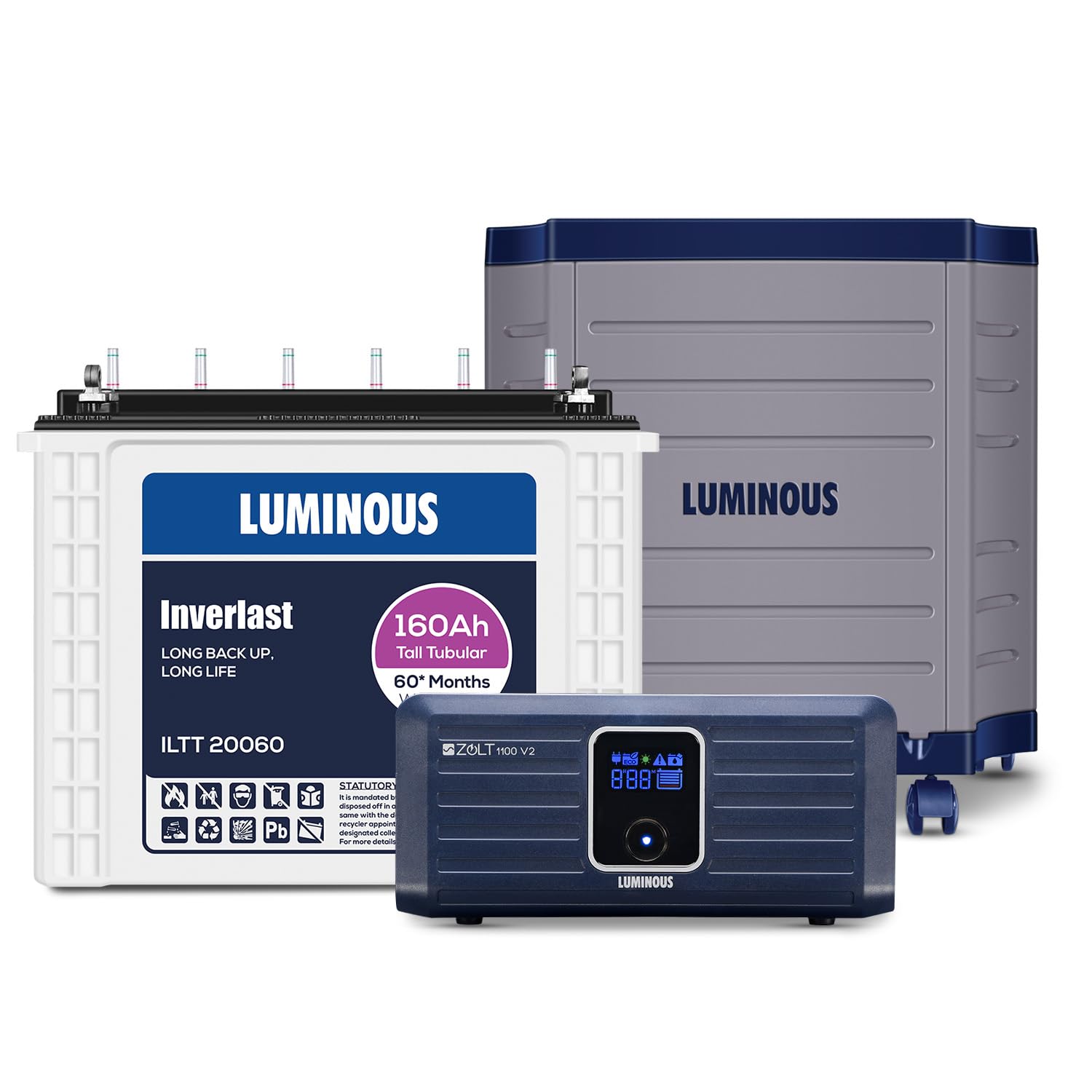 Luminous Inverter & Battery Combo (Zolt 1100 Pure Sine Wave 900VA/12V ...