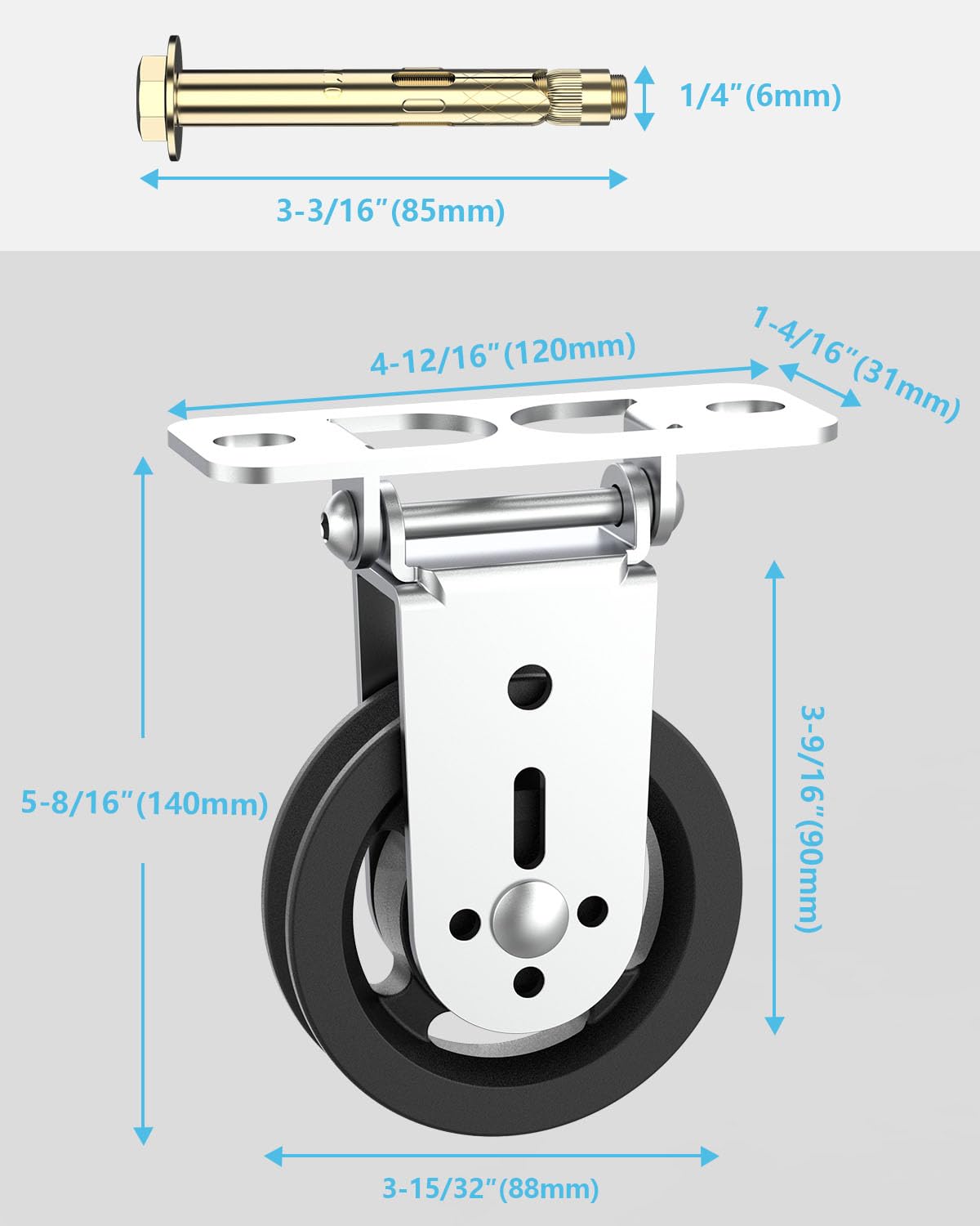 Snapklik.com : Gym Pulley Blocks, 3.5Inch/88mm Wall Mount Fixed Pulley ...