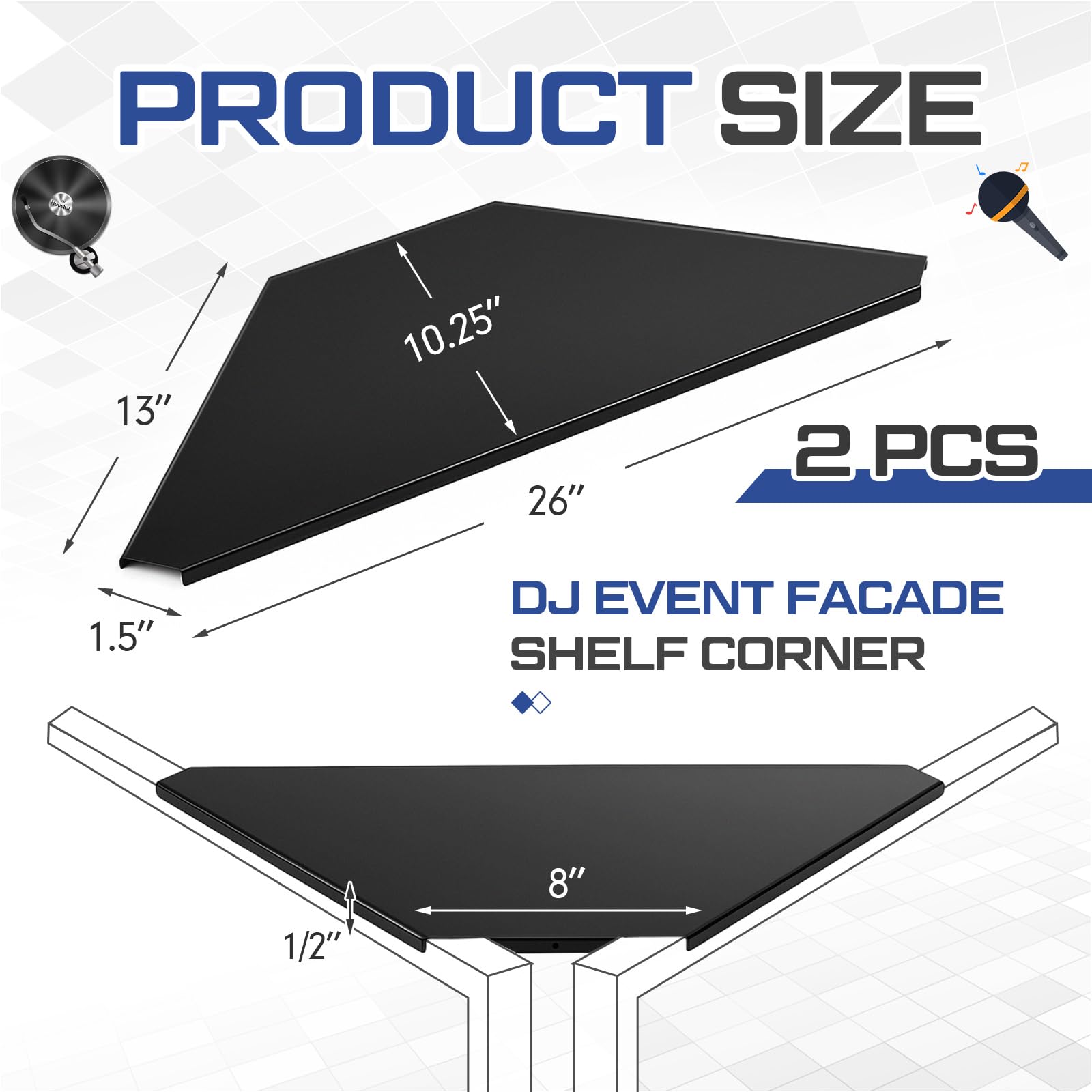 Snapklik.com : 2 Pack DJ Facade Corner Shelf Metal 26"x13" Portable ...