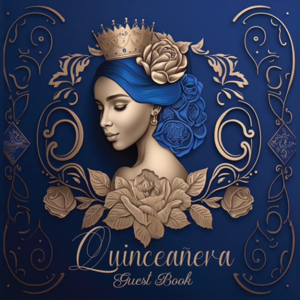 Amazon.com: Quinceanera Guest Book: Beautiful Royal Blue and Gold ...
