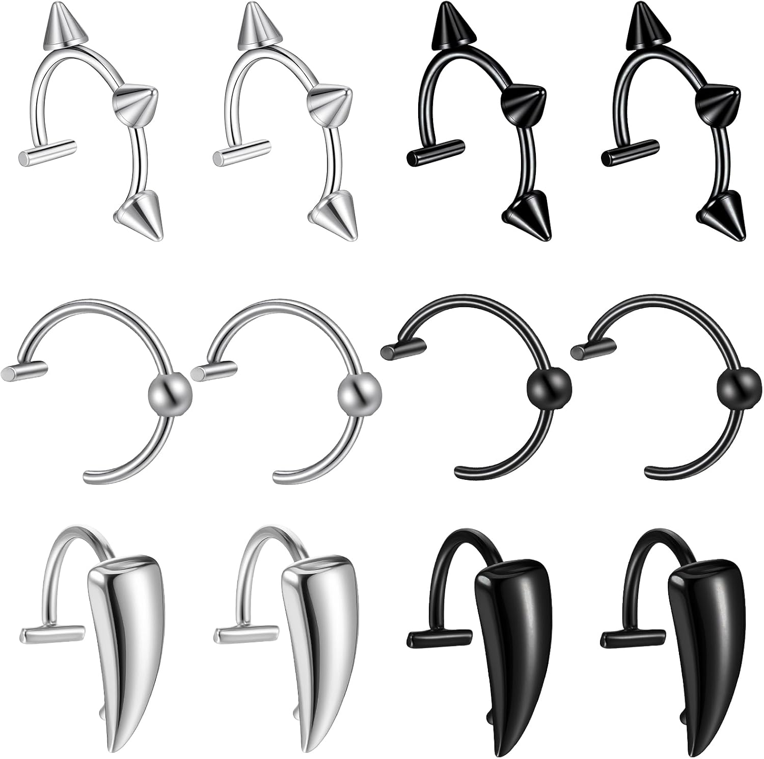 Amazon.com: LXUEJIE 12 Pcs Stainless Steel Fake Lip Ring - Clip on ...