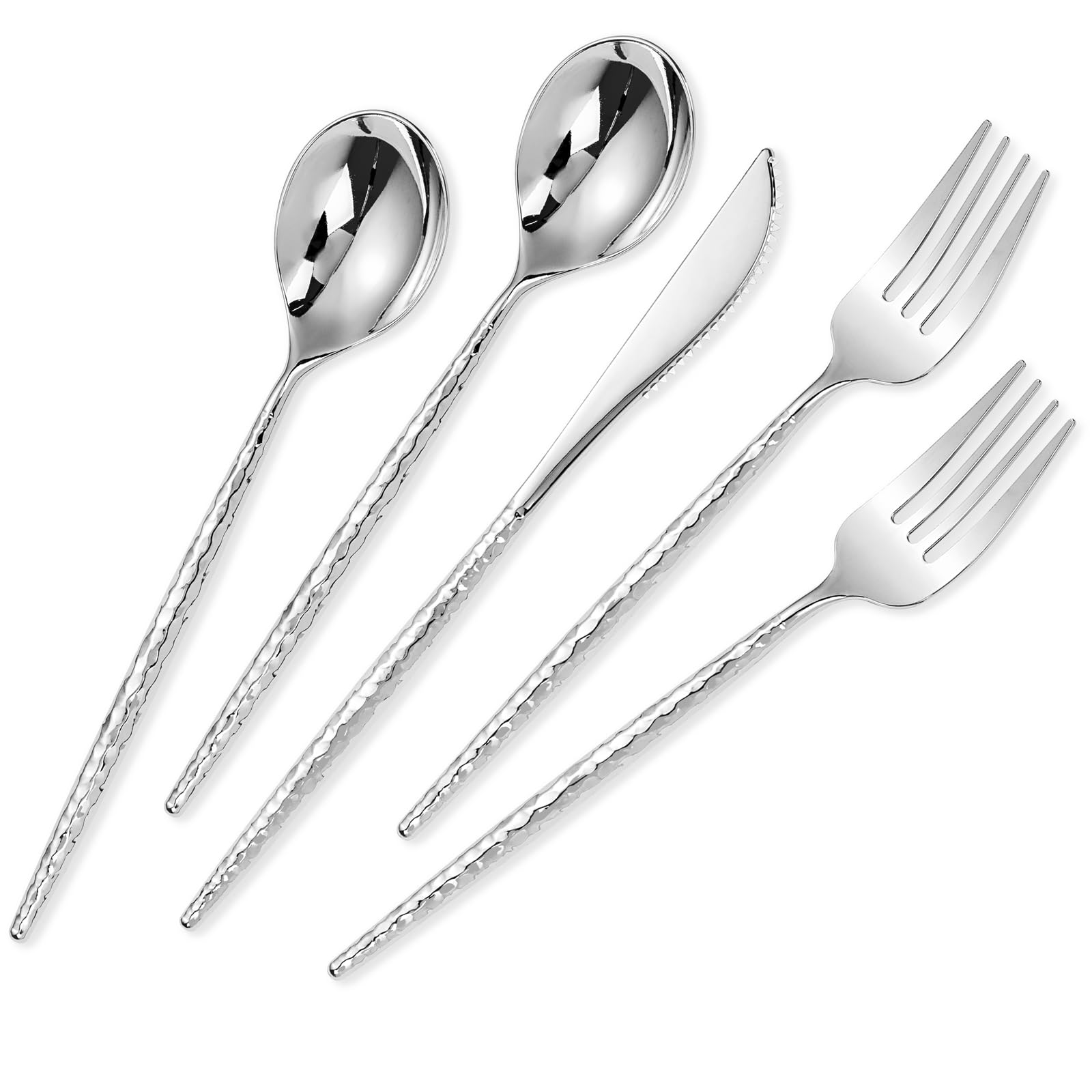 Amazon.com: SUT 150PCS Silver Plastic Silverware, Disposable Utensils ...