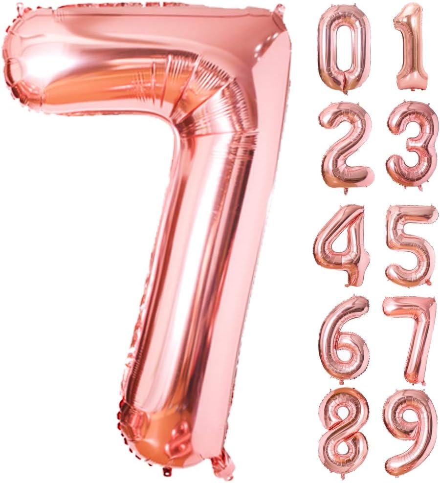 Amazon.com: 40 Inch Rose Gold Number Foil Balloons 0-9 Balloons, Foil ...