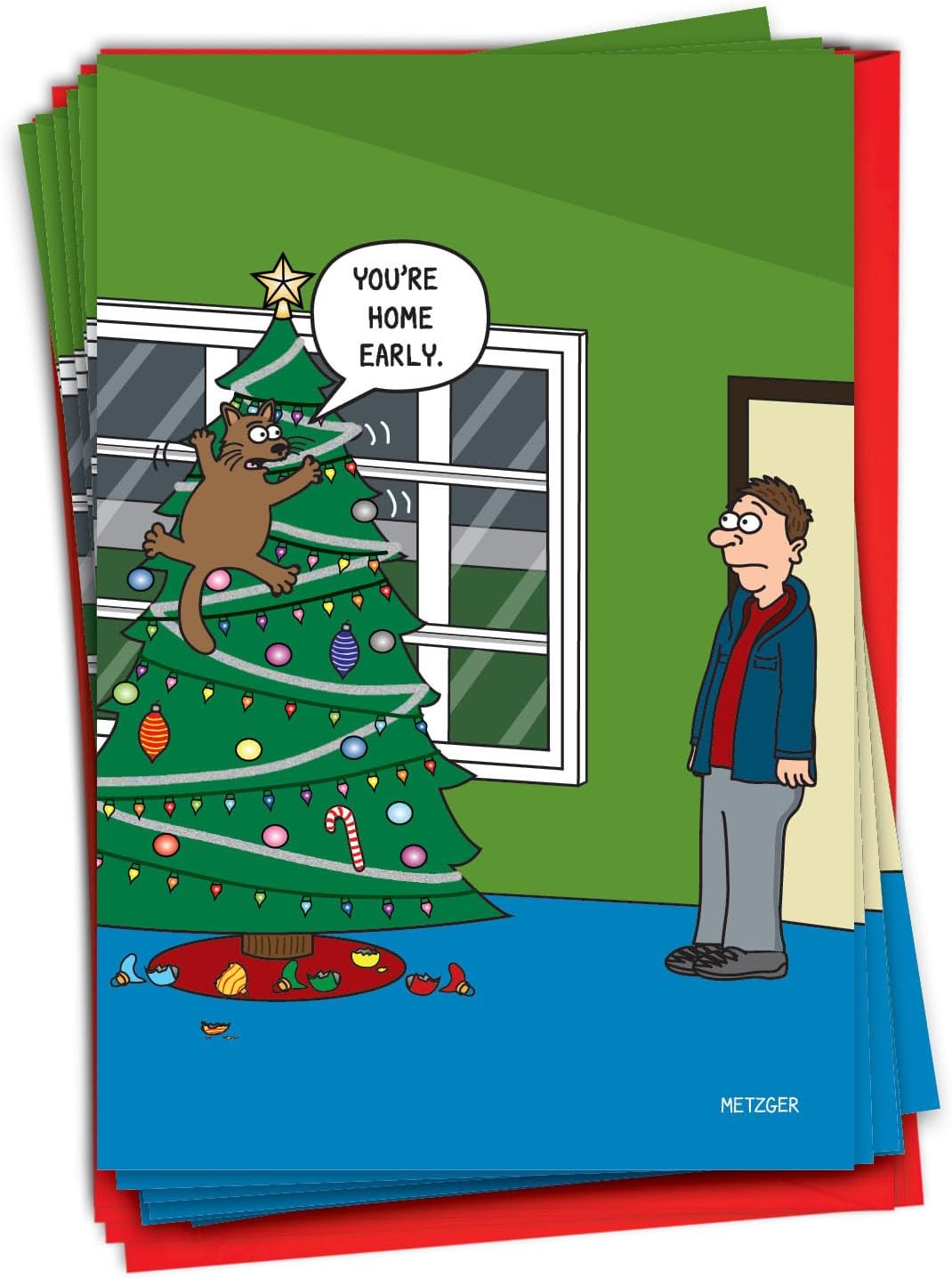 Amazon.com : NobleWorks 12 Funny Christmas Cards w/5 x 7 Inch Envelopes ...