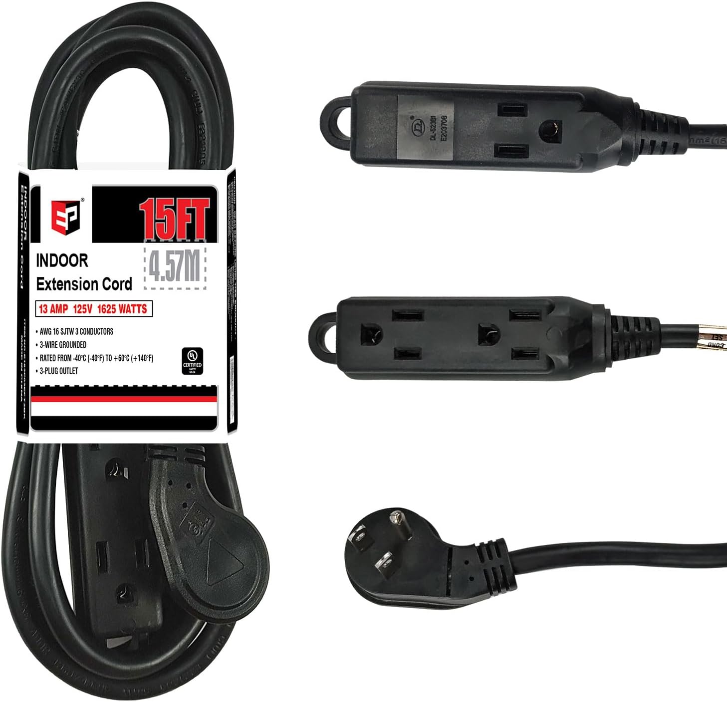 UltraPro 15 Ft Indoor Extension Cord 3 Outlet Extension Cords Outlet ...