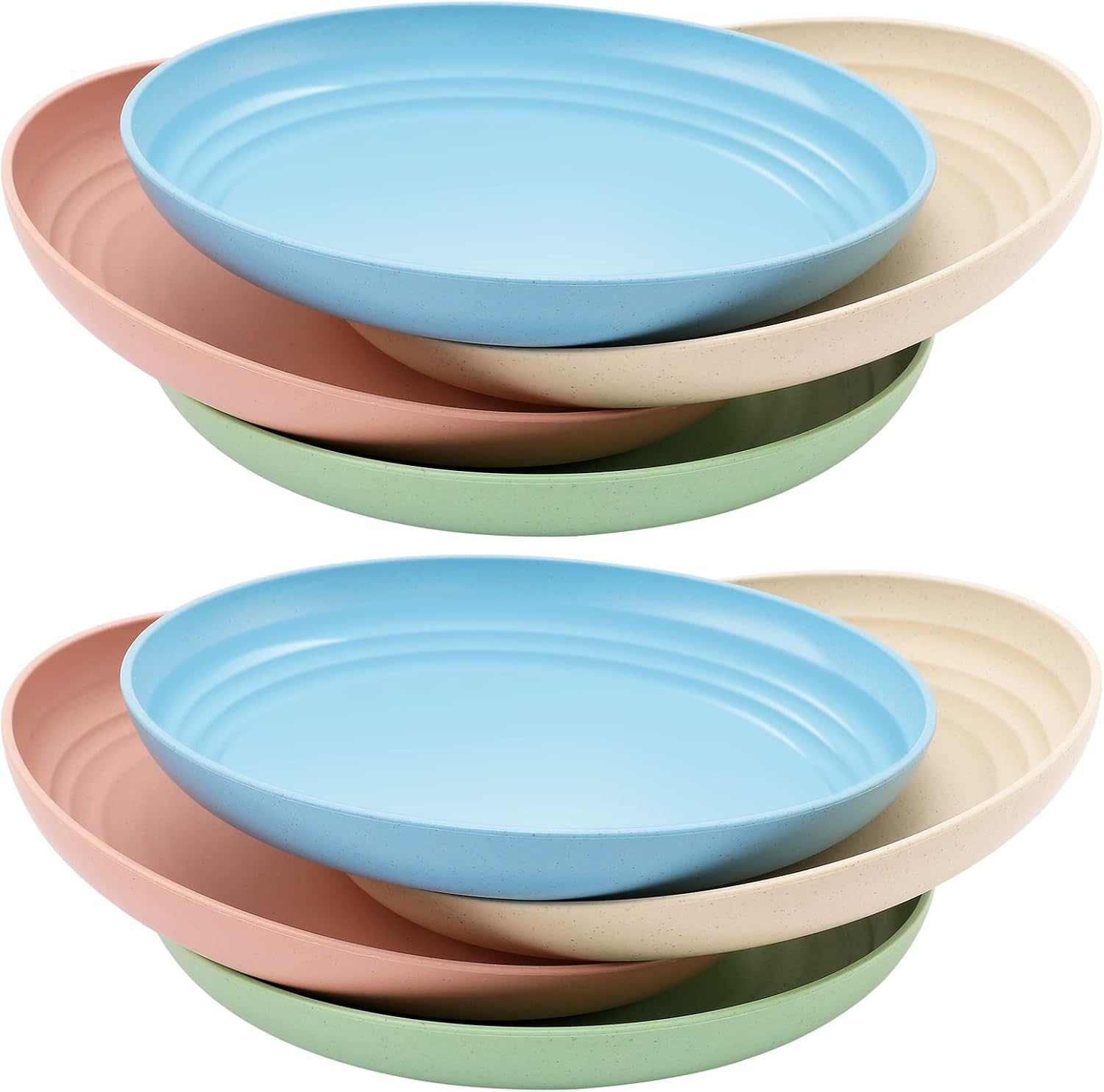 Amazon.com | Erinnmy 8 Pack Wheat Straw Plates,8 Inch Reusable Plate ...