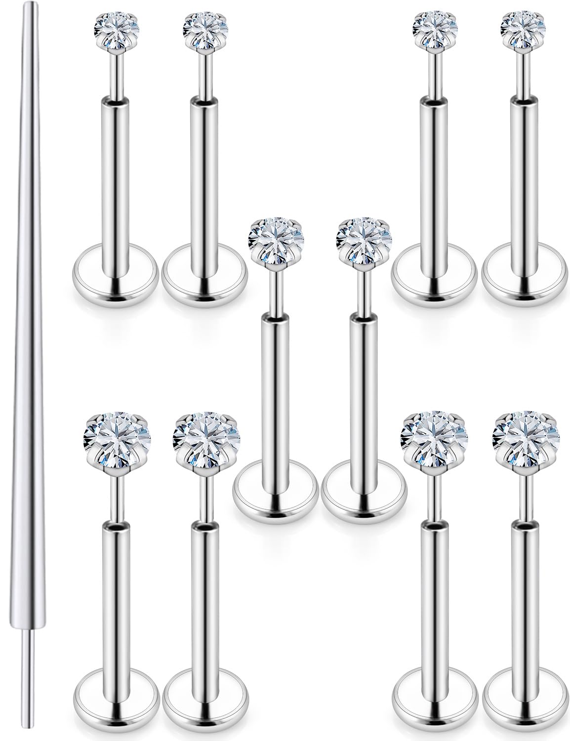 Snapklik.com : 20g Flat Back Push In Nose Rings Stud Piercing Jewelry ...