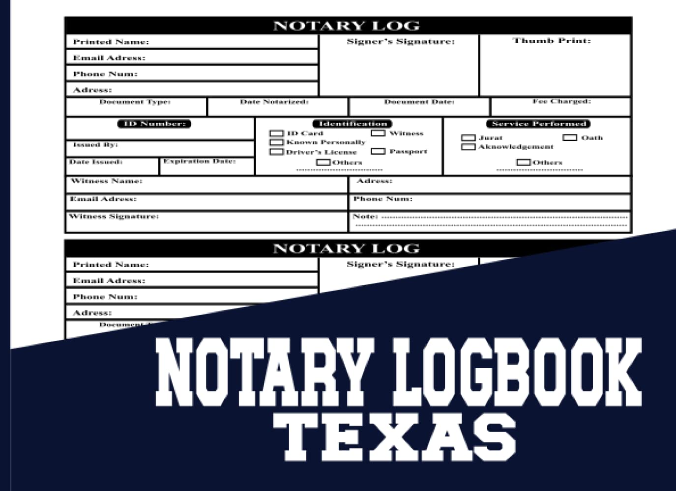 Notary Log Book Texas: Texas Notary Journal 2023 | Notary Public Record ...