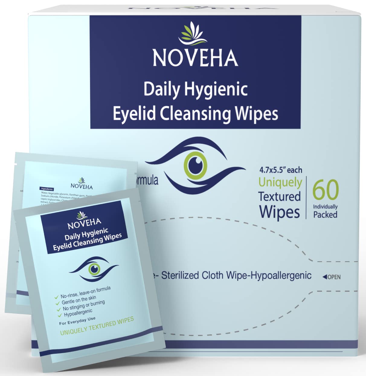 Amazon.com: NOVEHA Daily Hygienic Eyelid & Lash Wipes | For Blepharitis ...