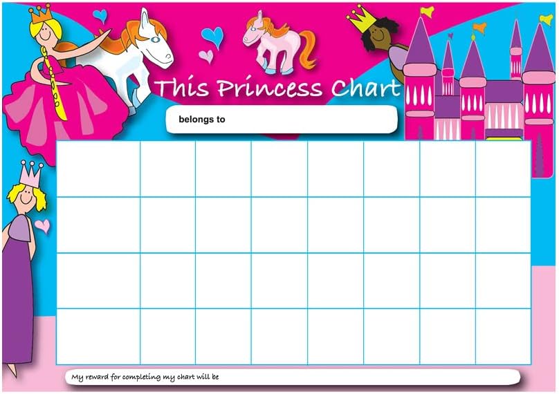 Princess Reward Chart with 25 stickers : Amazon.co.uk: Stationery ...