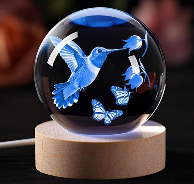 YouerCrystal 3D Hummingbird Crystal Ball Hummingbird Gifts Crystal ...