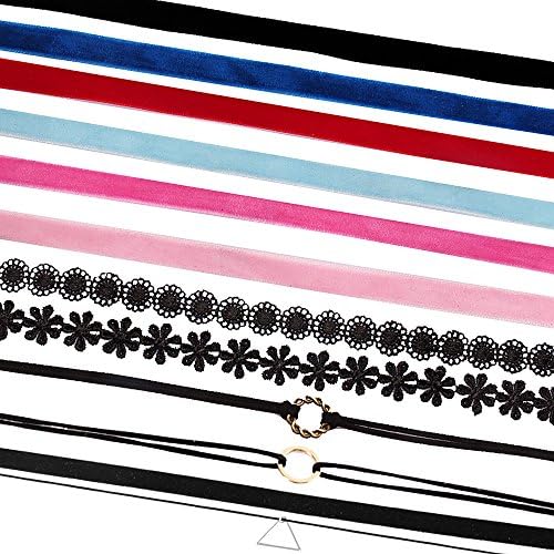 Outee 30 PCS Black Velvet Choker Necklace Set Henna Tattoo Choker Set ...