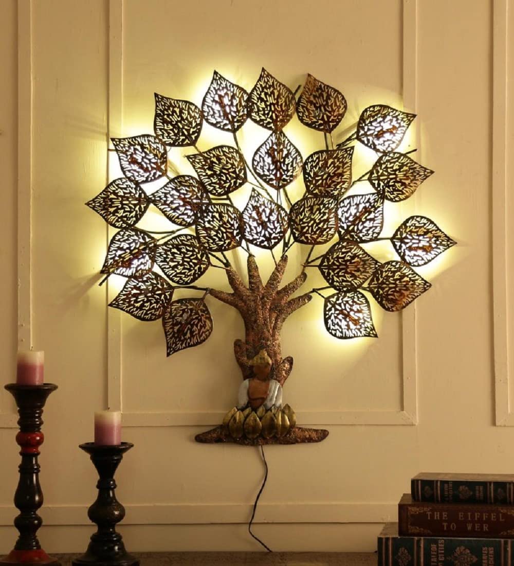 RHD BUDHA TREE LED SMALL Wall Decor Handicraft Metal Tree Wall with LED ...
