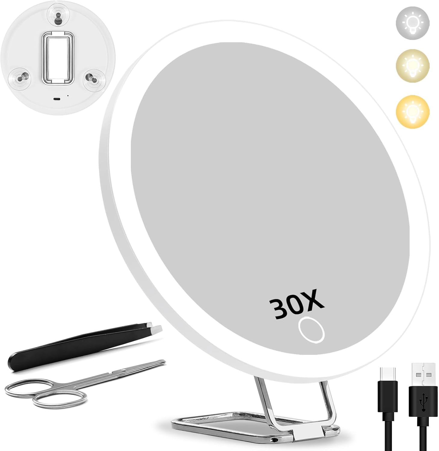 Amazon.com - 20X Magnifying Mirror with Light, Large 6'' Magnifying ...