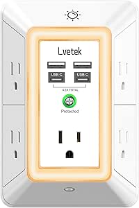 Amazon.com: Multi Plug Outlet Surge Protector - Lvetek 3-Sided Power ...