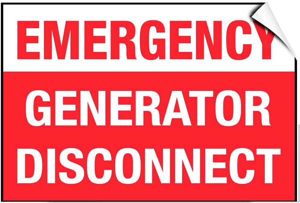 Amazon.com: Emergency Generator Disconnect Hazard Hazard Labels Label ...