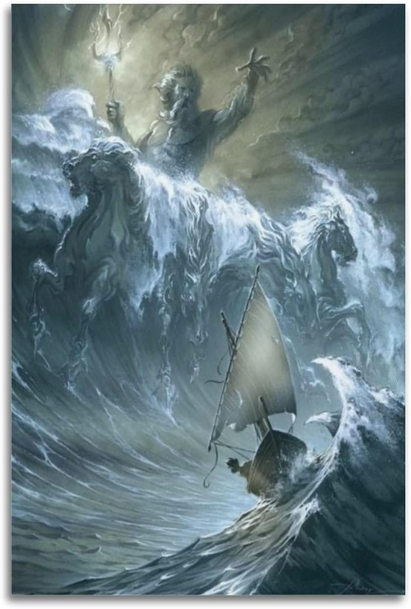 Amazon.com: Poseidon Ancient Greek Mythology Oil Painting Art Poster ...