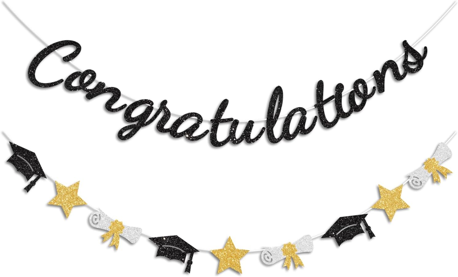 Amazon.com: Vofrise Congratulations Banner Black and Gold Graduation ...