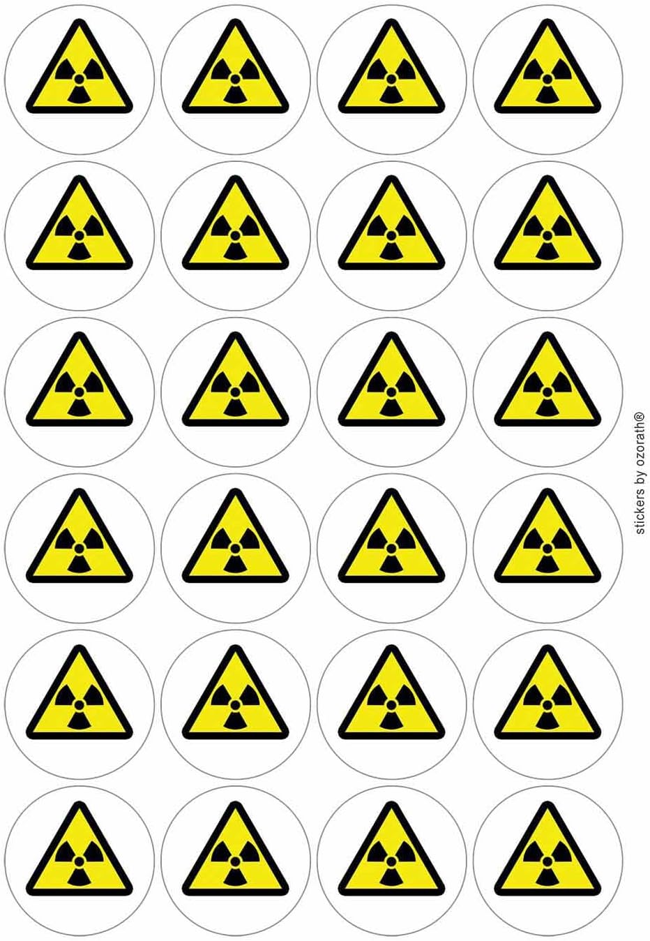 Radioactive Hazard Science Symbol Circular Matt Paper Stickers A4 Sheet ...