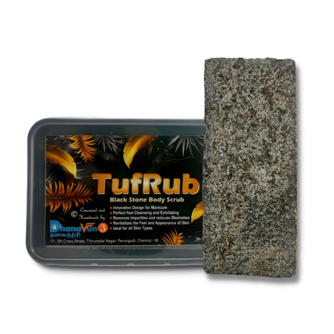 Tufrub natural black pumice stone for foot scrub, callus remover, foot ...