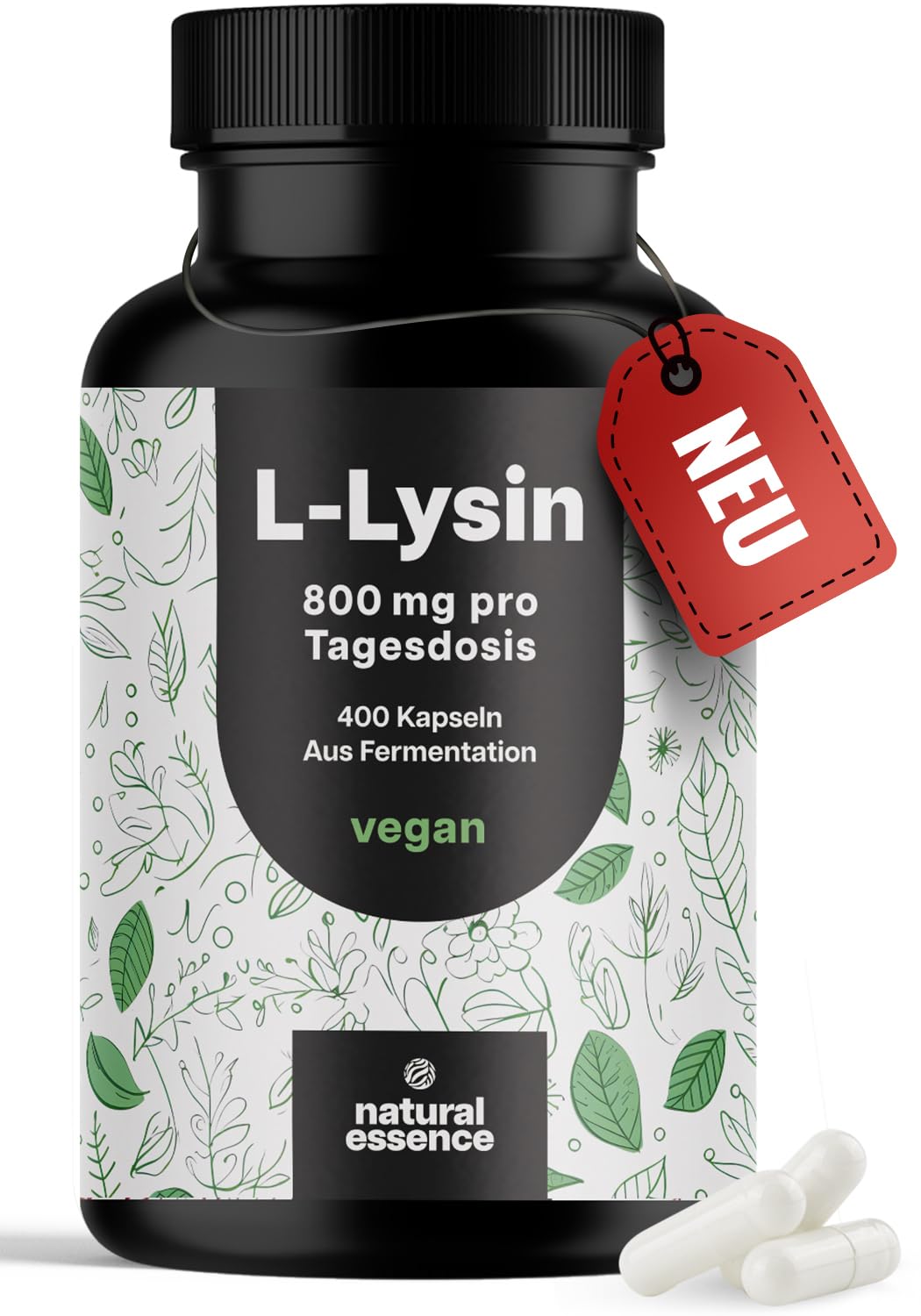 L-Lysin hochdosiert - 400 Kapseln - 800mg pures L Lysin pro Portion ...
