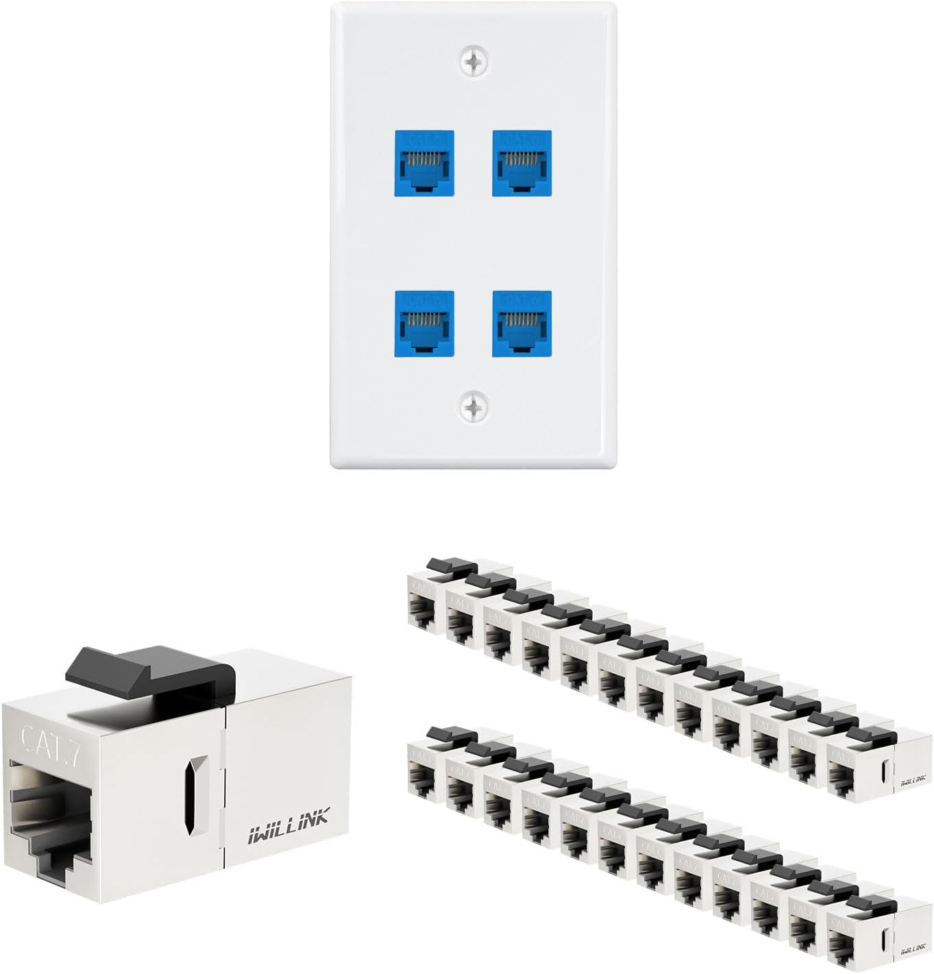 Amazon.com: Iwillink (1-Pack) 4-Port Ethernet Wall Plate, Keystone Jack ...