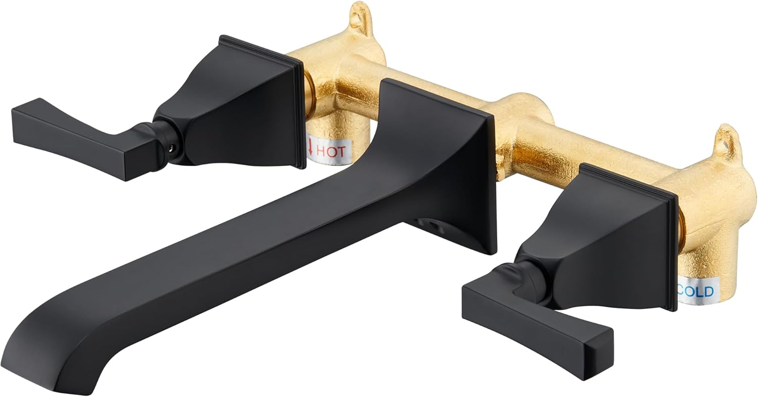JetsBath Wall Mount Tub Filler High Flow Tub Faucet 2 Handles Roman Tub ...